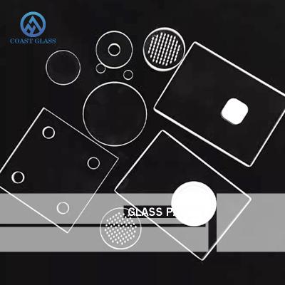 China Custom Tempered Glass Cover Plate 3mm Thickness Frosted with Drilling Holes for Lighting for sale