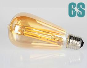 China ST64 8W Vintage Dimmable Golden Glass Amber Glass LED filament Lamp E26 / E27 Warm White for sale