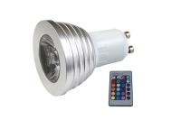 China 3W RGB Multicolor  16 Color Changing LED Light Bulb GU10  IR Remote Control Spotlight for sale