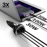 China Large Power 160W USB C Car Charger,3 Port Car Phone Charger Adapter,PD3.1 QC 3.0 Port Cig-plug Lighter Charger for sale