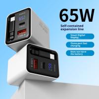 China 65W PD Charger Car Charger Cig-plug charger Ci-plug adapter with retractable Cable EU/US/UK Plug QC Charger for sale