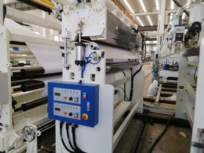 China 1200-1600mm Large Non Woven Paper Automatic Laminating Machine With 2 Automatic Turnover Air Shaft High Speed White Blue for sale