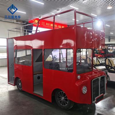 China Sanchuan Mini Electric Tourist Car Sightseeing Metal Double Decker Bus for sale