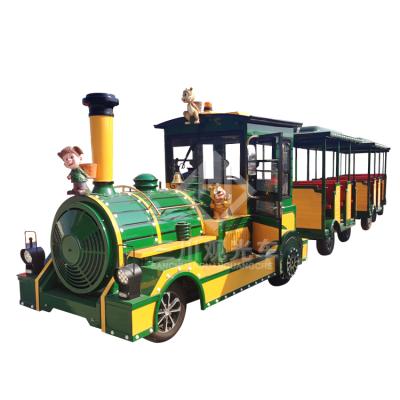 China Sanchuan Cartoon Theme Outdoor Amusement Park Mini Steam Engine Electric Train Set For Adults 28 Seats for sale