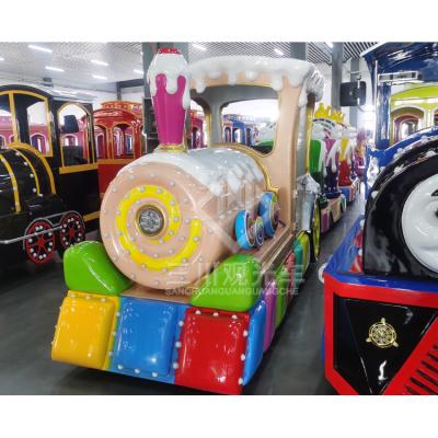 China FRP+steel Shopping Mall Center Business Kids Candy Train Mini Tourist Electric Trackless Attractive Ride for sale