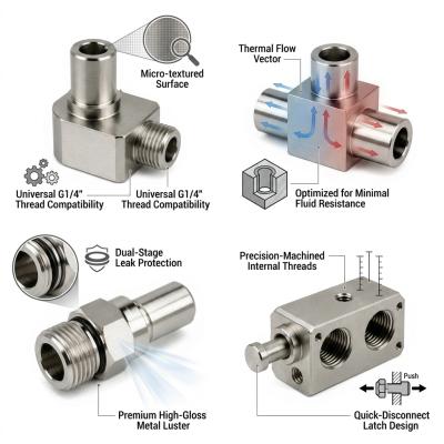 China CNC Machining Aluminum Liquid Cooling Fitting Precision Tolerance Custom OEM for sale