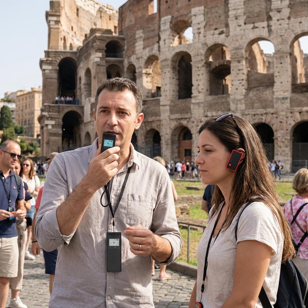 The tour guide device helps tour guides