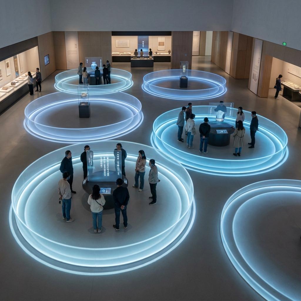 At the Shanghai Qingpu Museum,tourists use Yingmi's zoned audio guide system