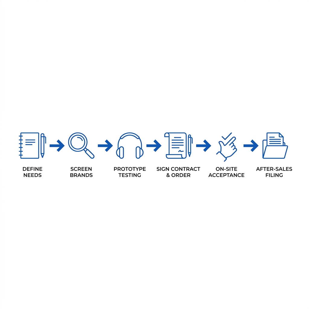 Standard procurement process flowchart for beginners of wireless tour guide systems