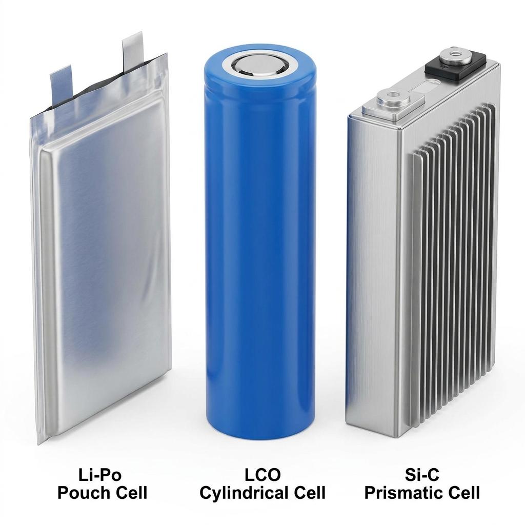 High Energy Density Cells: Polymer Lithium, Pure Cobalt, Silicon-Carbon Anode Batteries