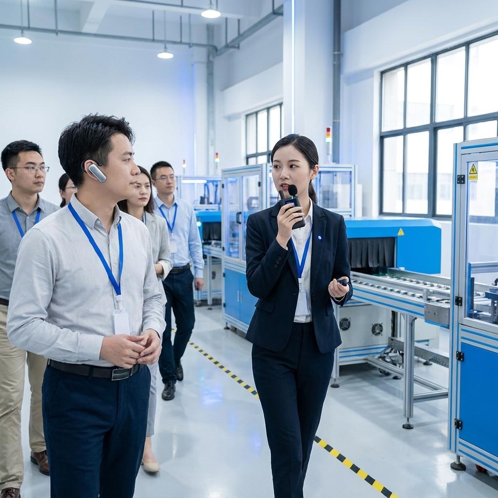 Lightweight wireless tour guide system used during a factory facility tour