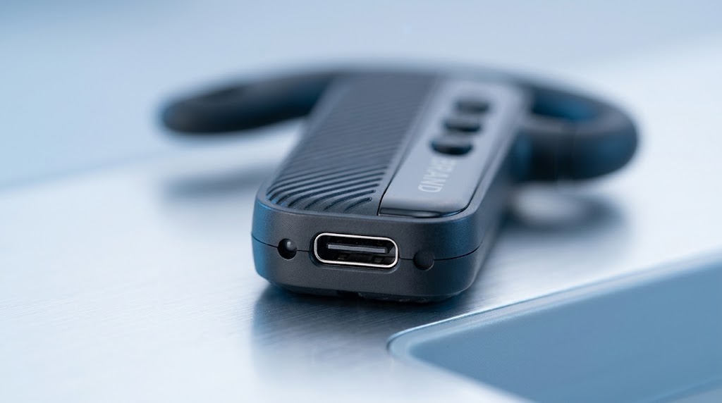 USB-C fast charging port on a wireless audio guide receiver