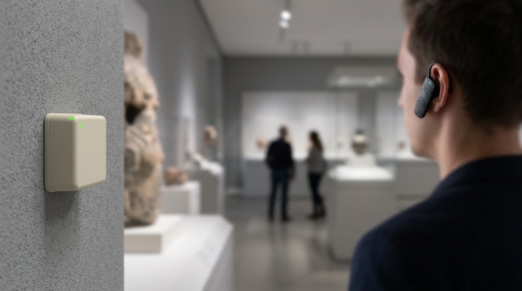 RFID trigger point installed near a museum exhibit