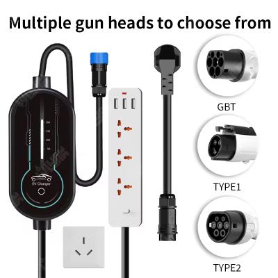 China Universal V2X GBT Portable EV Charger with 16A/32A Adjustable Current and 7.2kW Output Power for sale