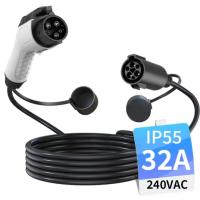 China 32A SAE J1772 Type 1 EV Charger Extension Cord - 110V-240V AC, IP54 Rated, 5m/10m Length Options for sale