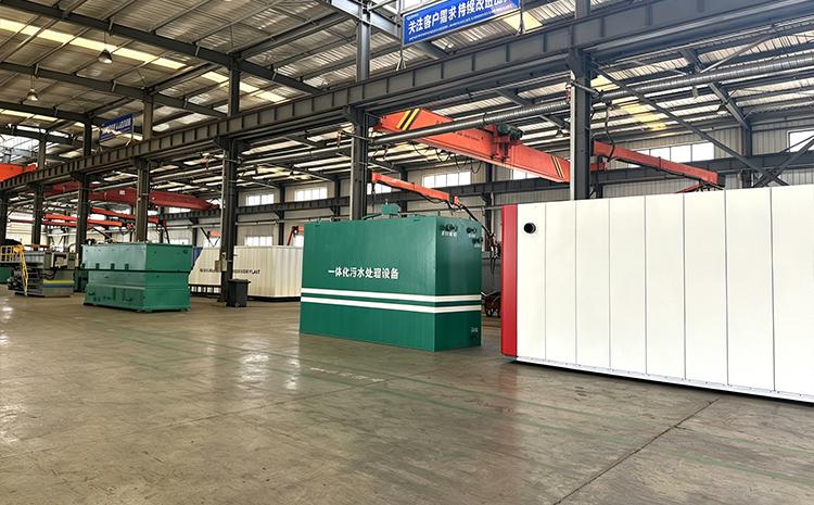 Modular integrated wastewater treatment units during factory preparation