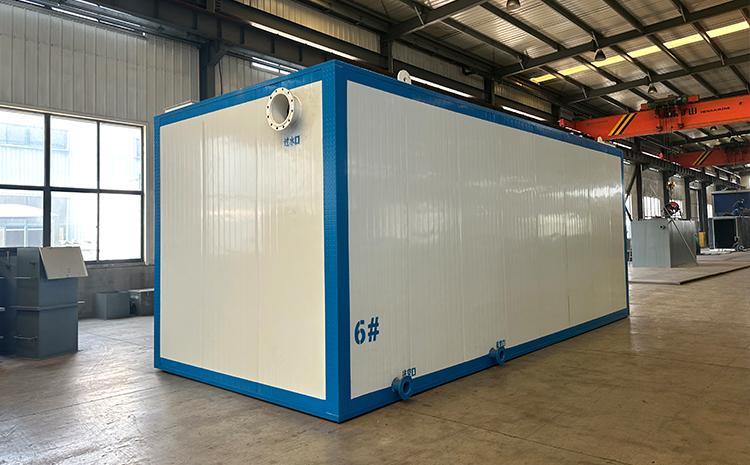 Completed modular wastewater treatment unit ready for project delivery