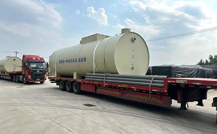 Cylindrical PP integrated sewage treatment unit ready for village delivery