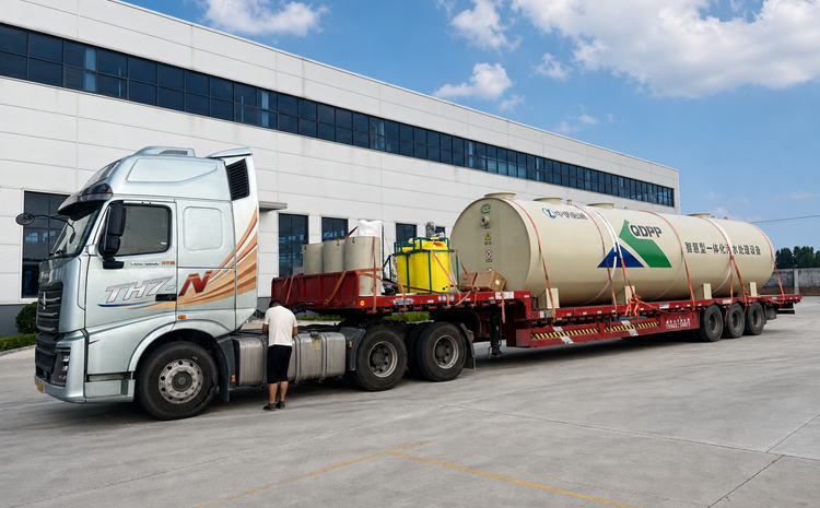 PP integrated medical wastewater treatment equipment prepared for delivery