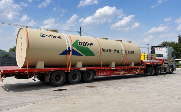 Packaged hospital wastewater treatment system ready for delivery
