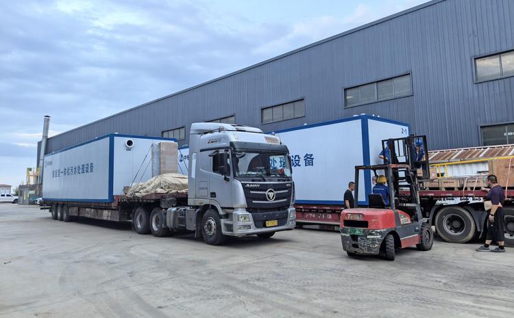 Modular wastewater equipment arranged for transport to a remote project