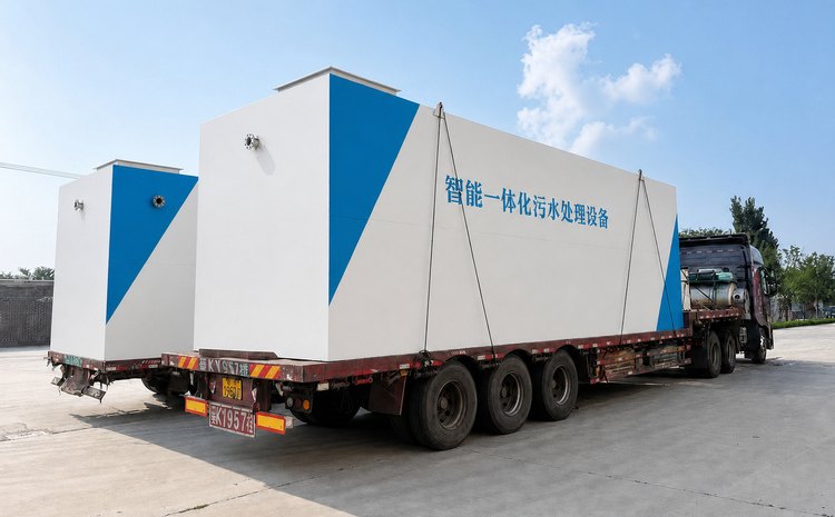 Packaged wastewater treatment units coordinated for transport