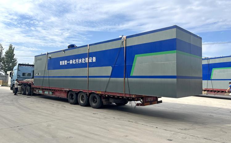 Packaged wastewater treatment equipment arranged for transport and site delivery