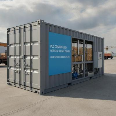 China Easily Transportable And Relocatable PLC Controlled Containerized Sewage Treatment Plant with Activated Sludge Process for sale