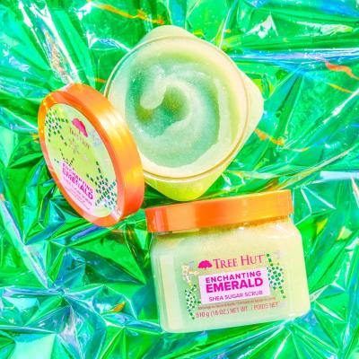 China Enchanting Emerald Tree Hut Shea Sugar Scrub Body Exfoliator For Sensitive Skin for sale