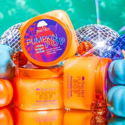 China Fragrance Free Pumpkin Pop Shea Sugar Exfoliating Sugar Body Scrub Hydrating for sale
