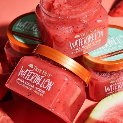 China Dry Skin Watermelon Shea Sugar Scrub Natural Body Exfoliator 510g for sale