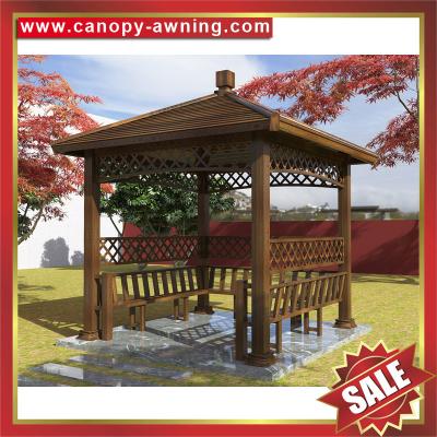 China high quality outdoor garden park wood style Aluminium aluminum pavilion gazebo canopy awning sunshade shelter for sale
