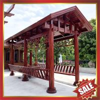 China Public garden park corridor gazebo wood style Aluminium aluminum alloy metal pavilion kiosk pergola sunshade shelter! for sale