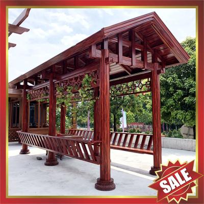 China Public garden park corridor gazebo wood style Aluminium aluminum alloy metal pavilion kiosk pergola sunshade shelter! for sale