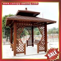 China outdoor garden park wood shape Aluminium aluminum alloy metal gazebo pavilion kiosk pergola sunshade shelter cover for sale