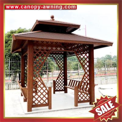 China outdoor garden park wood shape Aluminium aluminum alloy metal gazebo pavilion kiosk pergola sunshade shelter cover for sale