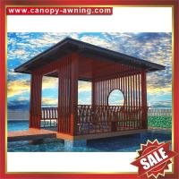 China prefabricated garden park villa hotel wood style aluminum Aluminium alloy metal gazebo pavilion kiosk pergola kits for sale