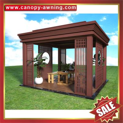 China outdoor public garden park villa hotel wood style aluminum Aluminium alloy metal gazebo pavilion kiosk canopy shelter for sale