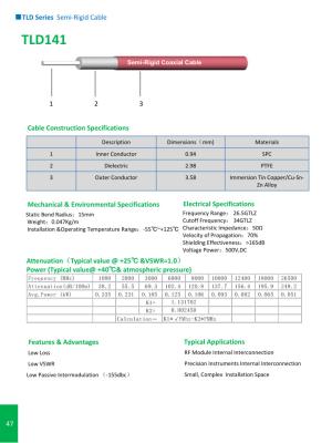 China TLD Series Semi-Rigid Cable for sale