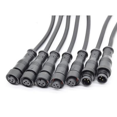 China Waterproof Plug M12 Indoor/Outdoor  Waterproof Power Connector 2-6 Core  Plug with Metal Nut Dustproof for sale