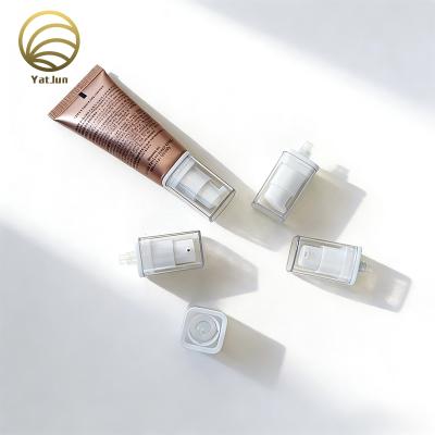 China 30ml 50ml cosmetic sqaure shape of pump tube for sunscreen and skincare packaging for sale