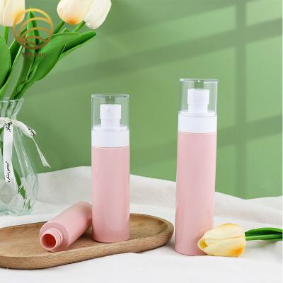 China 30ml 40ml 50ml 60ml 80ml pink PET bottle with lotion spray pump for sale