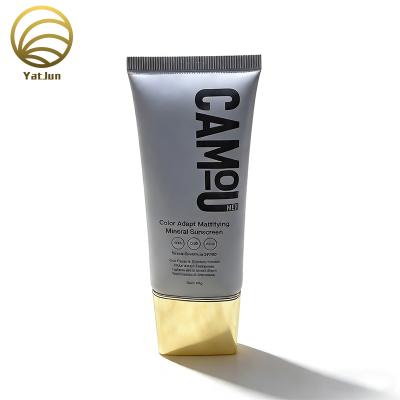China 40g 50ml empty oval shape tube with metallic screw cap for sunscreen for sale