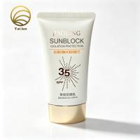 China 50ml Empty Oval PE Squeeze Tubes Sunscreen Cosmetic Packaging Tube With Glossy Gold Cap for sale