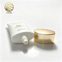 China 50ml Empty Oval PE Squeeze Tubes Sunscreen Cosmetic Packaging Tube With Glossy Gold Cap for sale