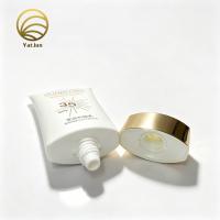 China 50ml Empty Oval PE Squeeze Tubes Sunscreen Cosmetic Packaging Tube With Glossy Gold Cap for sale
