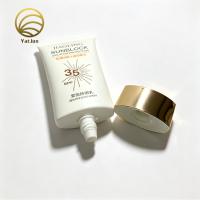China 50ml Empty Oval PE Squeeze Tubes Sunscreen Cosmetic Packaging Tube With Glossy Gold Cap for sale