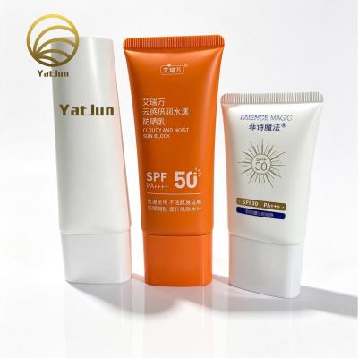 China 30ml 50ml Custom Super Oval Squeeze PE Tube Sunscreen Packaging Tube with long Nozzle for sale