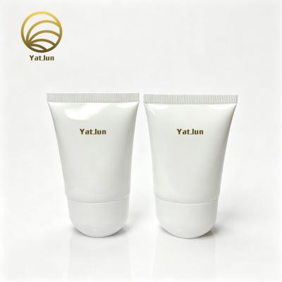 China 50ml Oval Flat PE Squeeze Tube Cosmetic Packaging With Screw Cap For Facial Cleanser Hand Cream for sale