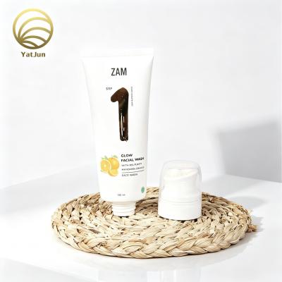 China 100ml Empty PE Squeeze Tube with Massage Brush Cap, Cosmetic Packaging for Facial Wash for sale